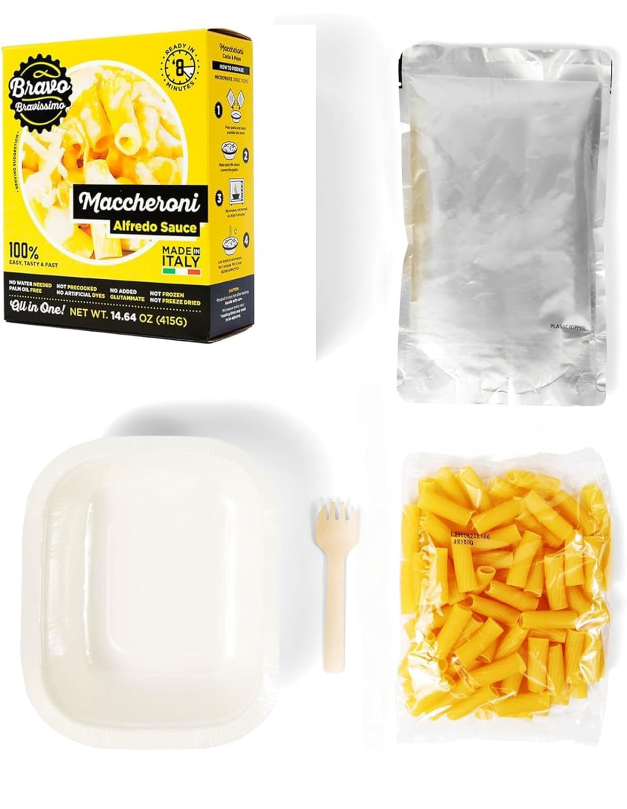 Bravo Bravissimo Maccheroni Italian Pasta Noodles, Comes in Alfredo Sa ...