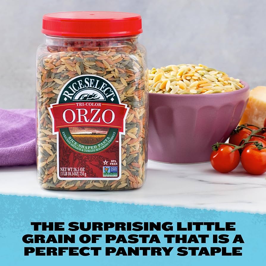 RiceSelect Tri-Color Orzo Rice Shaped Pasta, Premium Spinach and Tomat ...