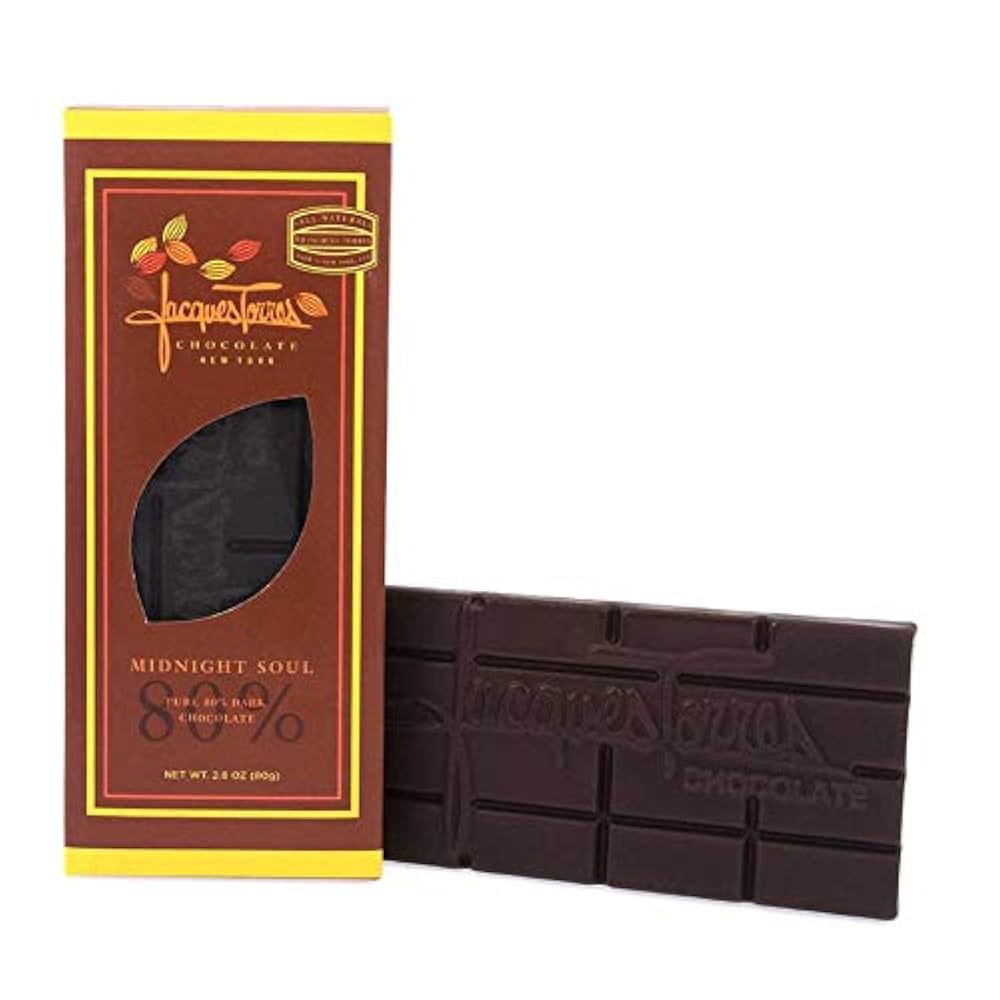 Jacques Torres Chocolates Midnight Soul Dark Chocolate Bar, 80% Cocoa ...