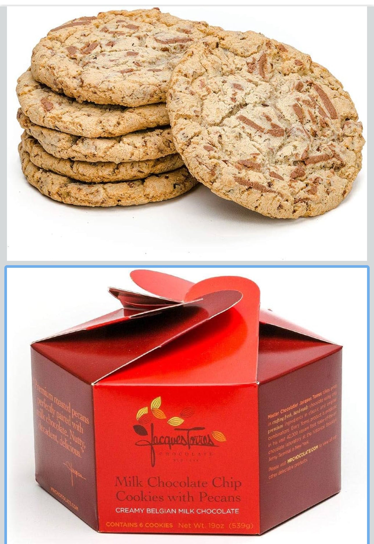 Jacque Torres Gourmet Milk Chocolate Chip Cookies with Pecans, includes ...
