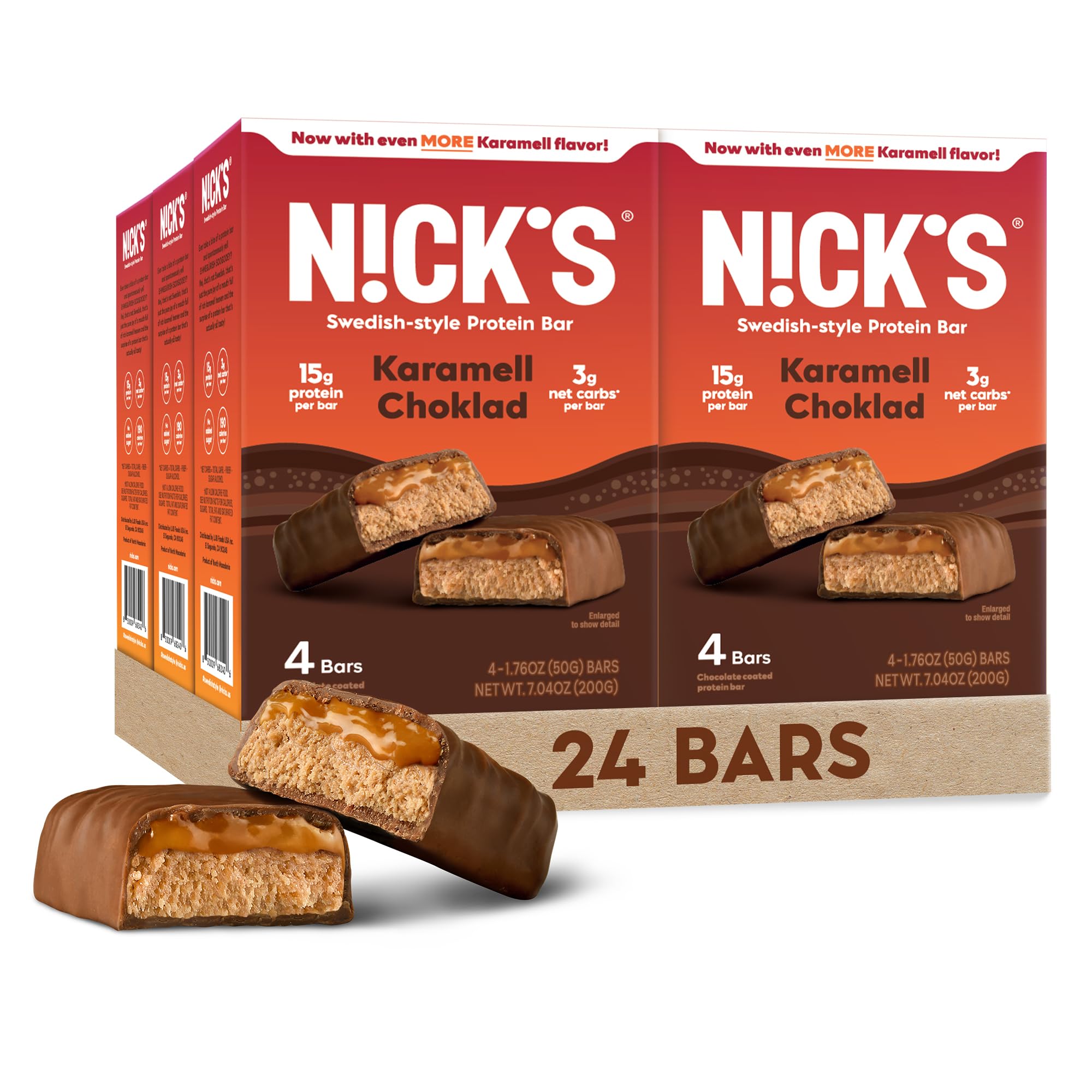 Nick's Protein Bars Chocolate Caramel - Low Carb Keto Friendly Snacks ...
