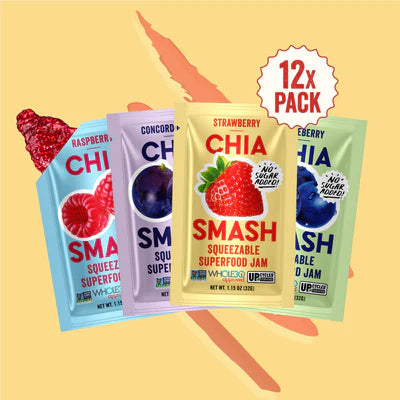 Chia Smash Superfood Jam Squeeze Packets Variety 12-Pack | 1.15oz Each ...
